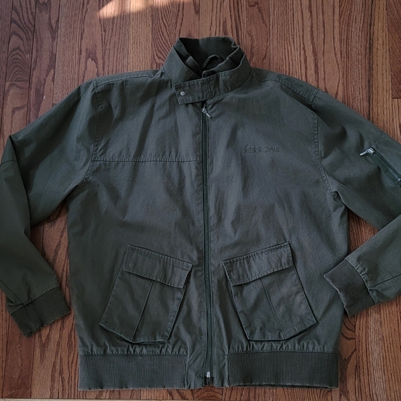 SESSIONS | Jackets & Coats | Vtg Mens Session Jacket Slim Fit Olive Zip ...